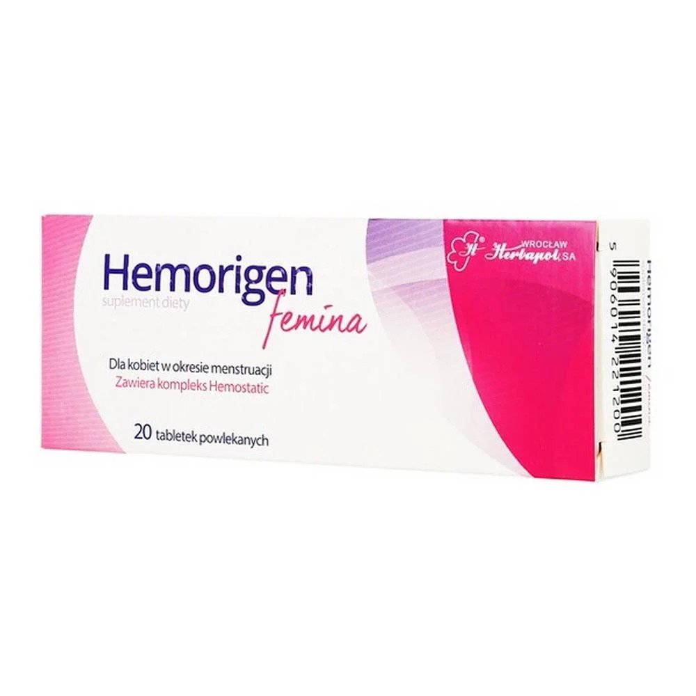 Hemorigen femina, coated tablets, 20,HERBAPOL WROCLAW - Kidsapo